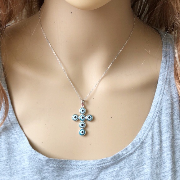 Element Shine | Jewelry | New 925 Sterling Silver Evil Eye Cross ...